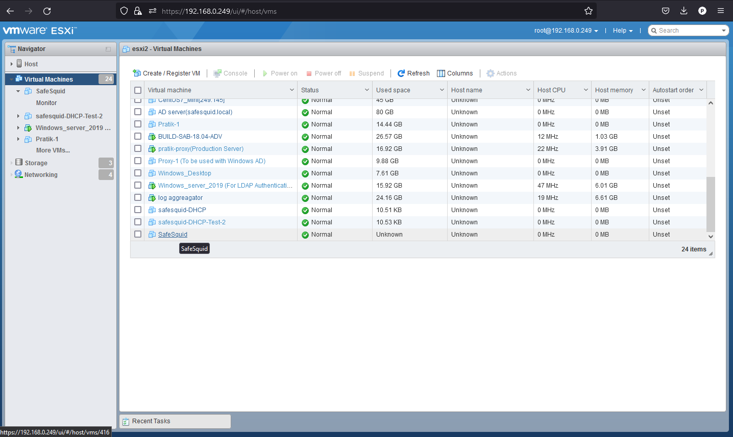 Install SafeSquid Secure Web Gateway on VMware EXSi server
