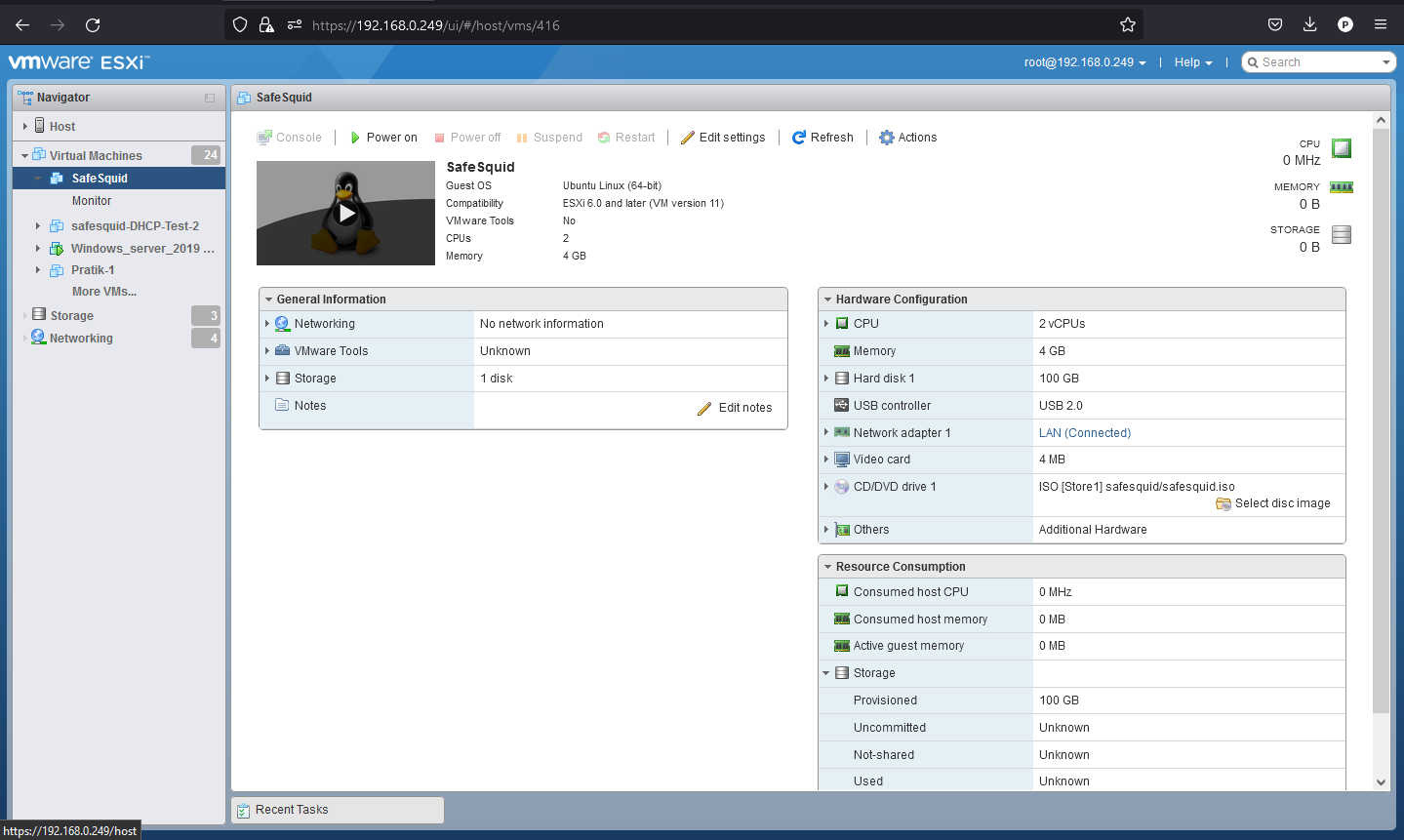 Install SafeSquid Secure Web Gateway on VMware EXSi server