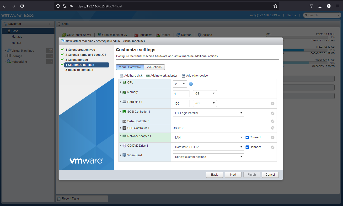 Install SafeSquid Secure Web Gateway on VMware EXSi server