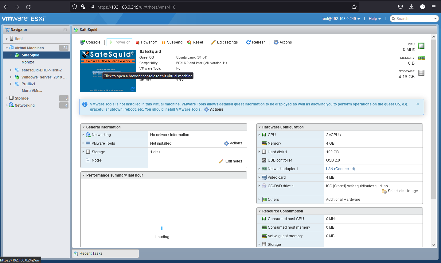 Install SafeSquid Secure Web Gateway on VMware EXSi server